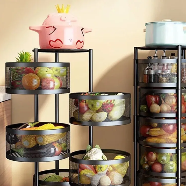 5-layer Kitchen Round Storage Rotating Organizer Food Vegetable Push ...