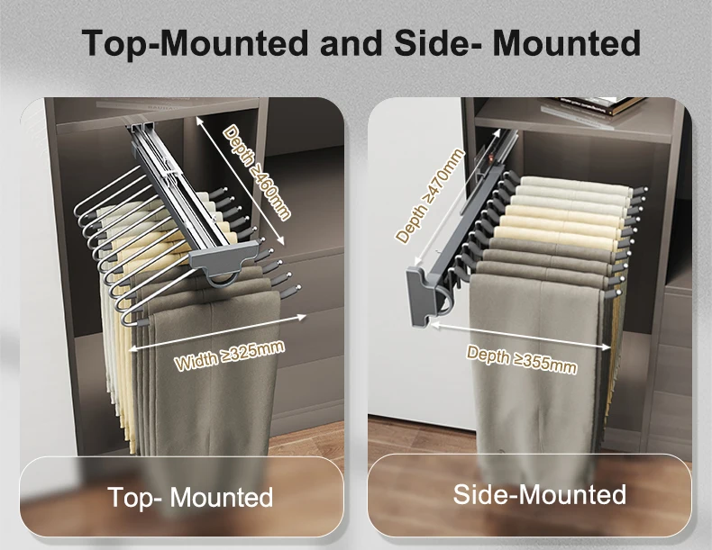 HNOSS Wardrobe Metal Trouser Rack Hangers Retractable Double Sided Pull ...
