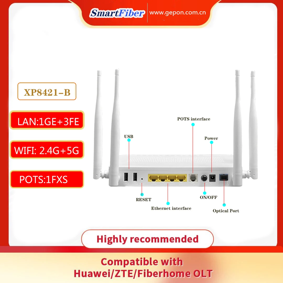Fiber Optic Equipment Ftth Fttx Fttb 4ge+1pots+dualband Wifi 5g Onu ...