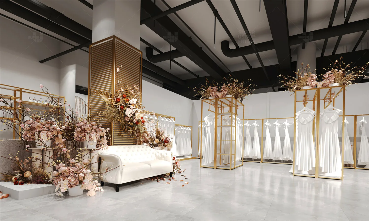 Modern Luxury Wedding Dress Display Stand Gold Stainless Steel Store ...