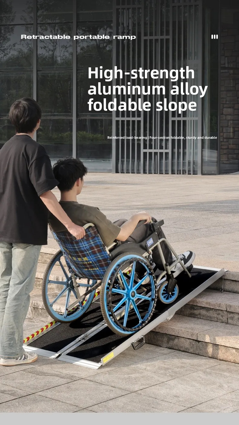 4ft - 8ft Barrier-Free Portable Folding Slope Pad Aluminum Alloy Mobile ...