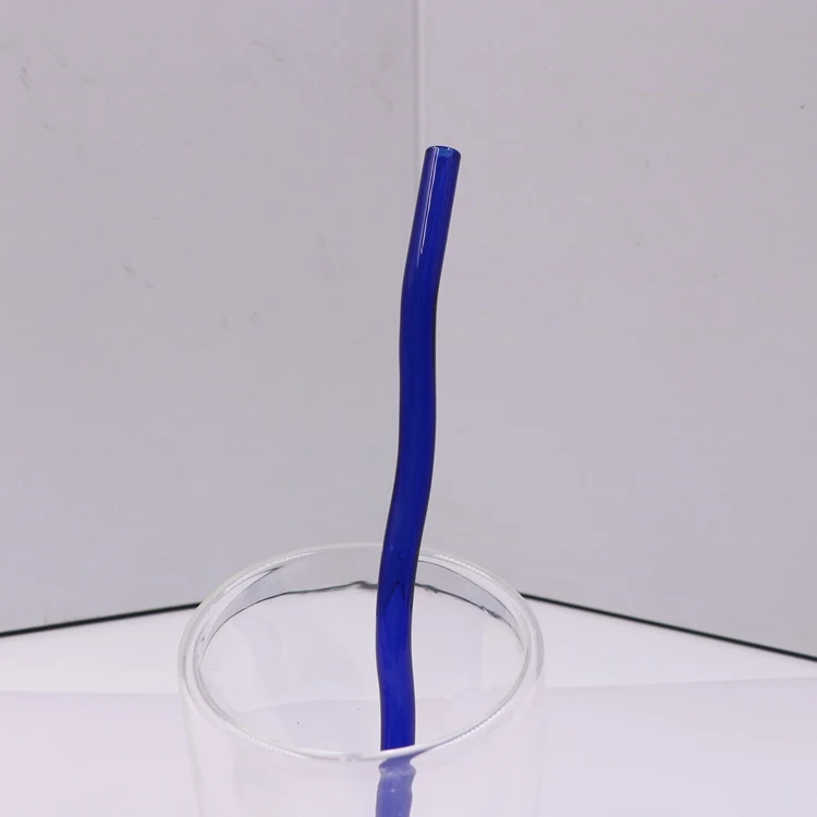 8mm Eco Friendly Reusable Heat Resistant Borosilicate Wavy Glass Straw ...