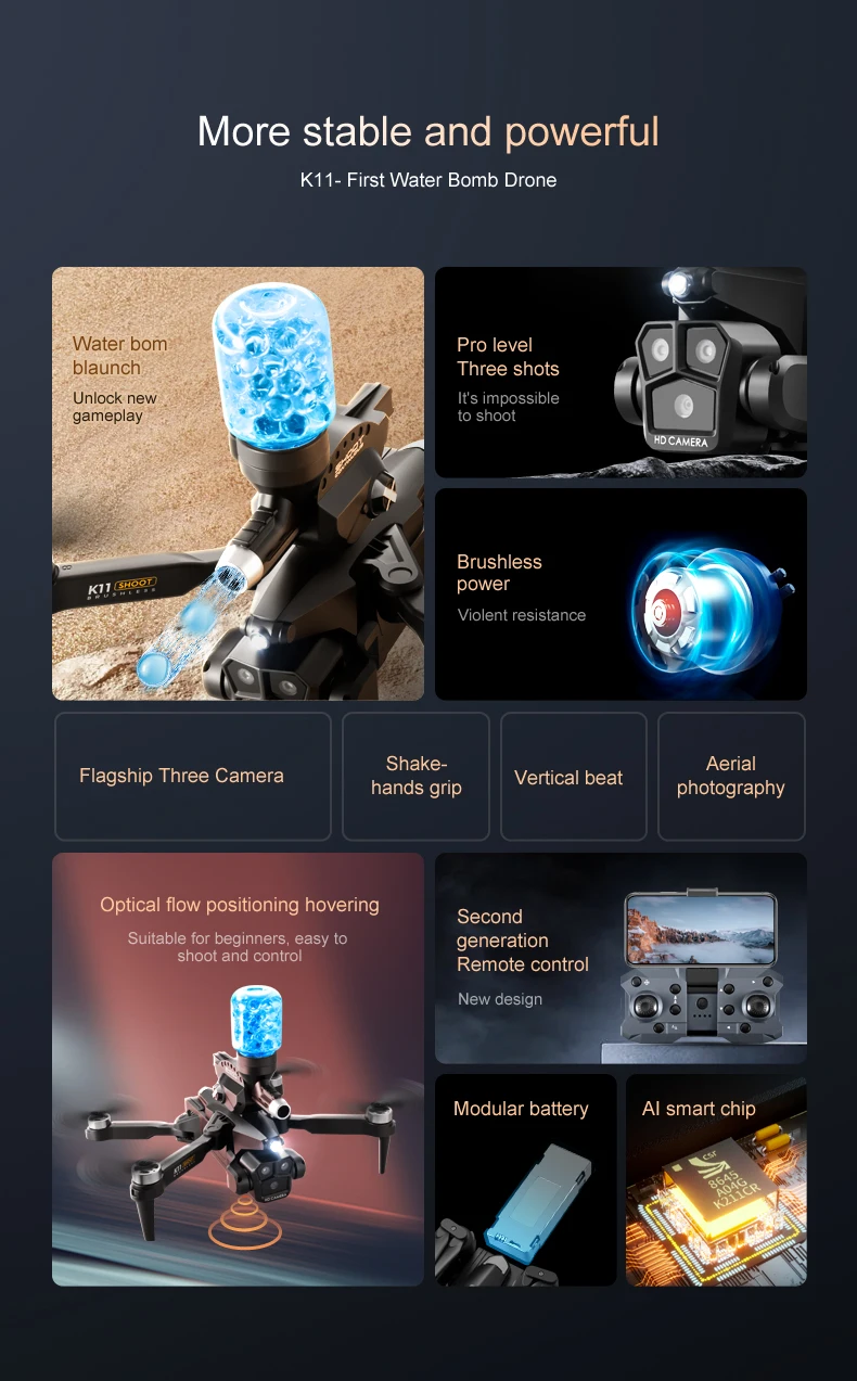 2024 K11 MAX Folding Brushless Drone - 4K Obstacle Avoidance