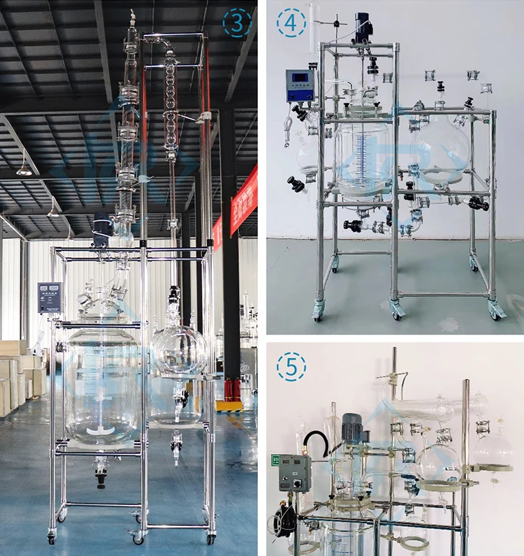 Lab Jacketed Chemical Reactors 1L to 200L Glass Reactor Vessel with ...