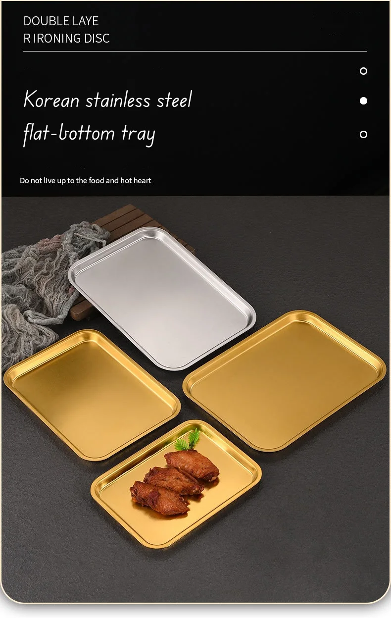 Korean Stainless Steel Sushi Barbecue Barbecue Tableware Rectangular ...