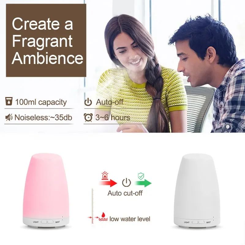 Urpower 100ml Ultrasonic Essential Oil Diffuser with 7 Color LED Lights ...