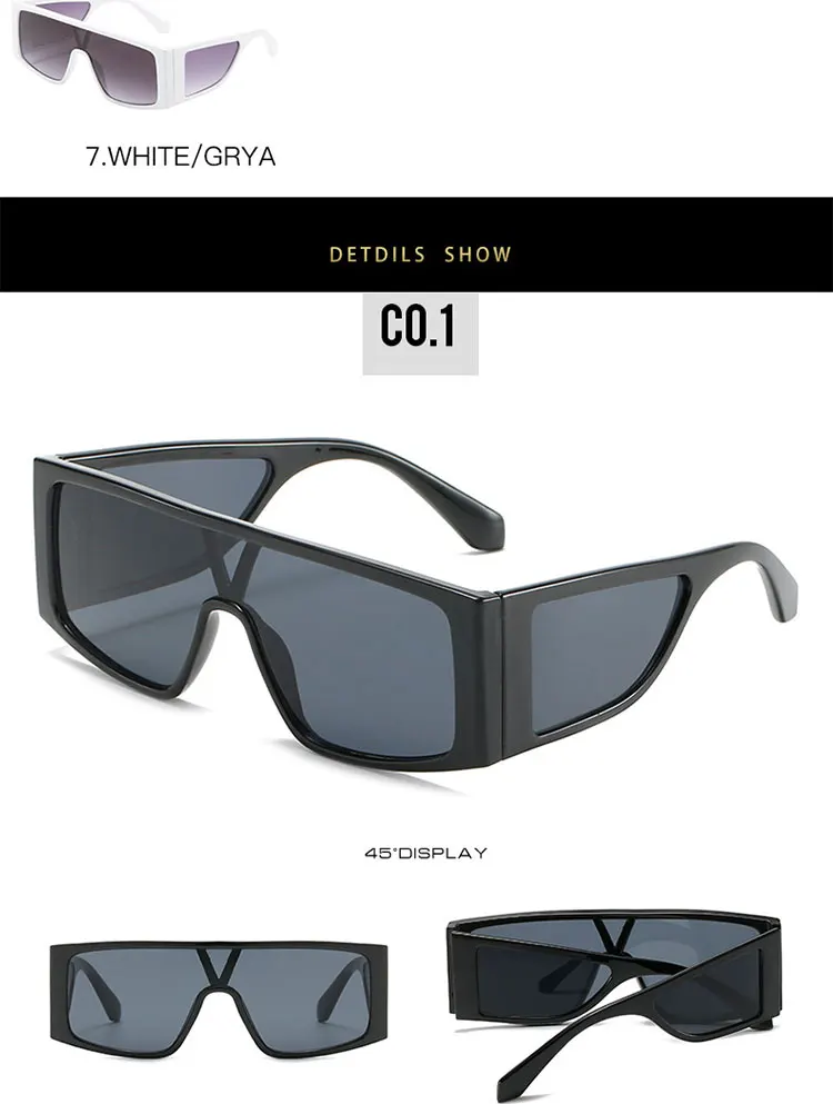 Ins New One Piece Large Frame Sunglasses Fashion One-piece Contrasting ...