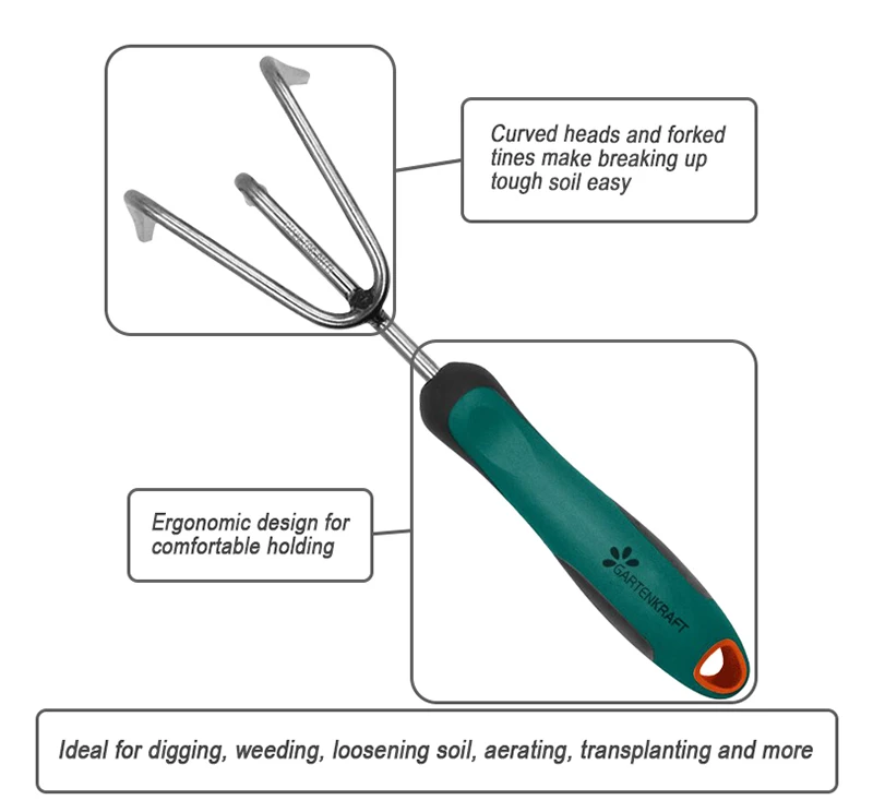Gartenkraft Gt005 Curved Heads And Forked Tines Garden Tool Kit Garden ...