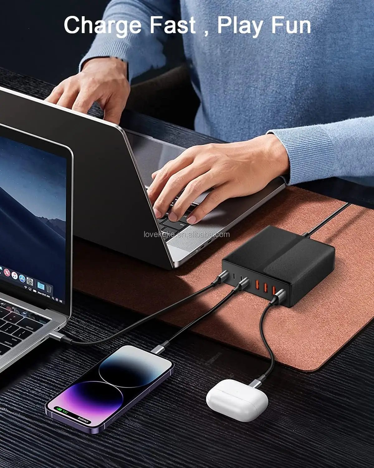 180w Multi Ports Fast Charging Station Charger Adatper With 4 Usb A And ...