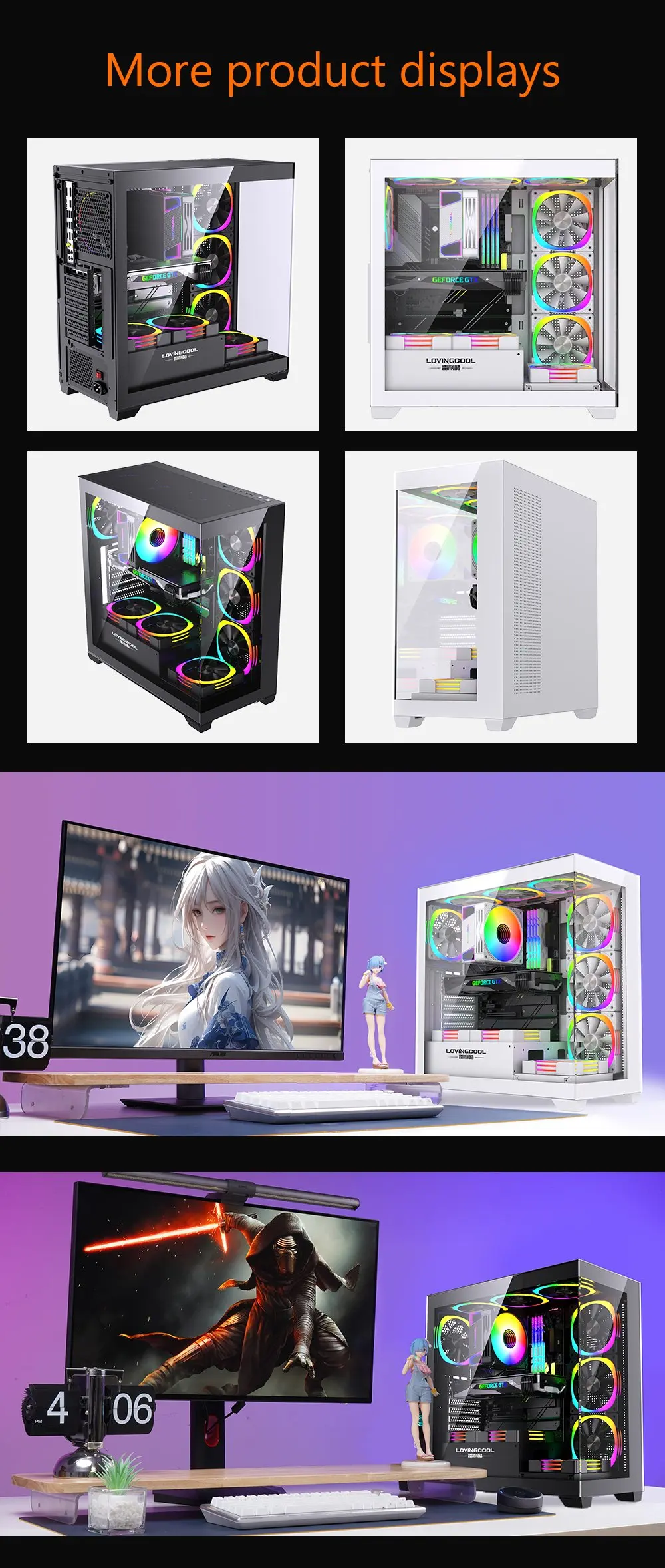 LOVINGCOOL ATX Gaming PC Case Cube ATX MATX ITX PC Chassis with Double ...