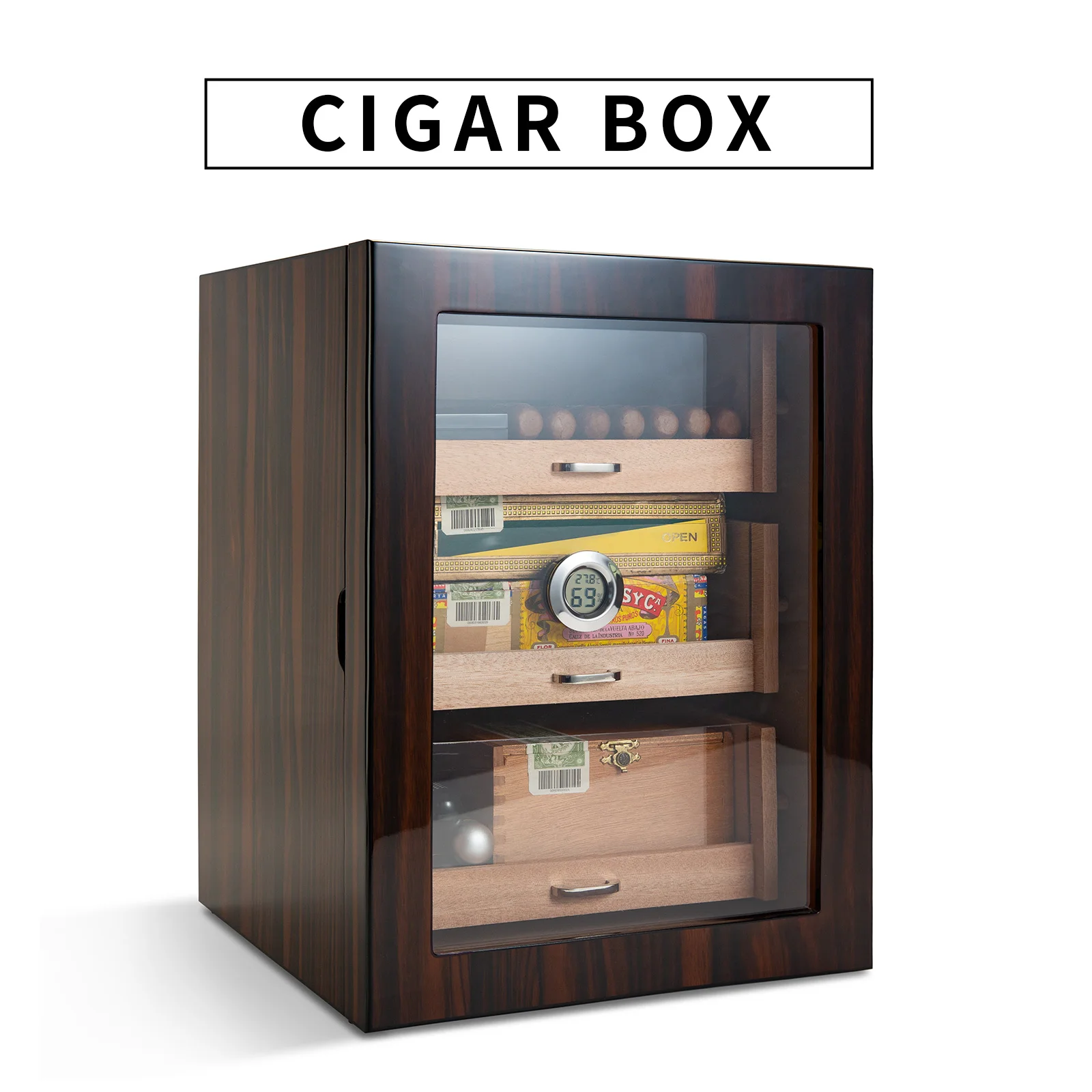 Modern Luxury Cigar Humidor Box Handmade Three Layers Spanish Cedar ...