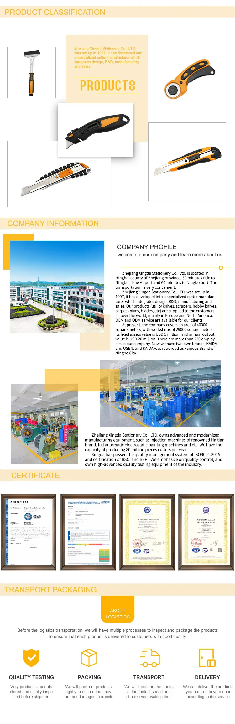 Hot 9mm High Carbon Steel Retractable Box Cutter Abs Handle Plastic ...