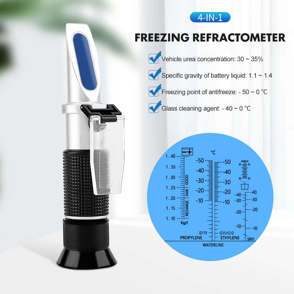 4 in 1 Antifreeze Refractometer - Ethylene Glycol & Propylene Glycol