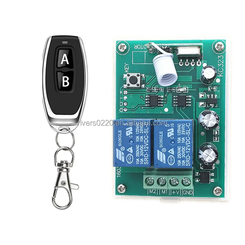 Universal 2 Ch 433mhz Rf Wireless Dc 12v Remote Control Switch Relay ...