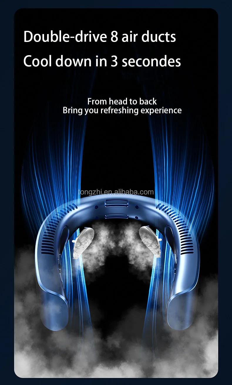 Wearable Neck Fan Usb Portable Cooling Fan Outdoor Rechargeable Sports ...