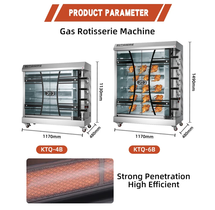 Outdoor Commercial Electric Gas 6 Spit Rotisserie Chicken Roaster 3 ...