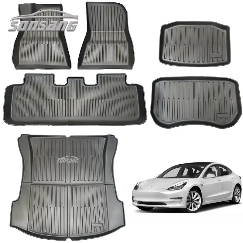 SONSANG Anti-Slip 3D TPE Car Floor Mats for 2023 Tesla Model 3
