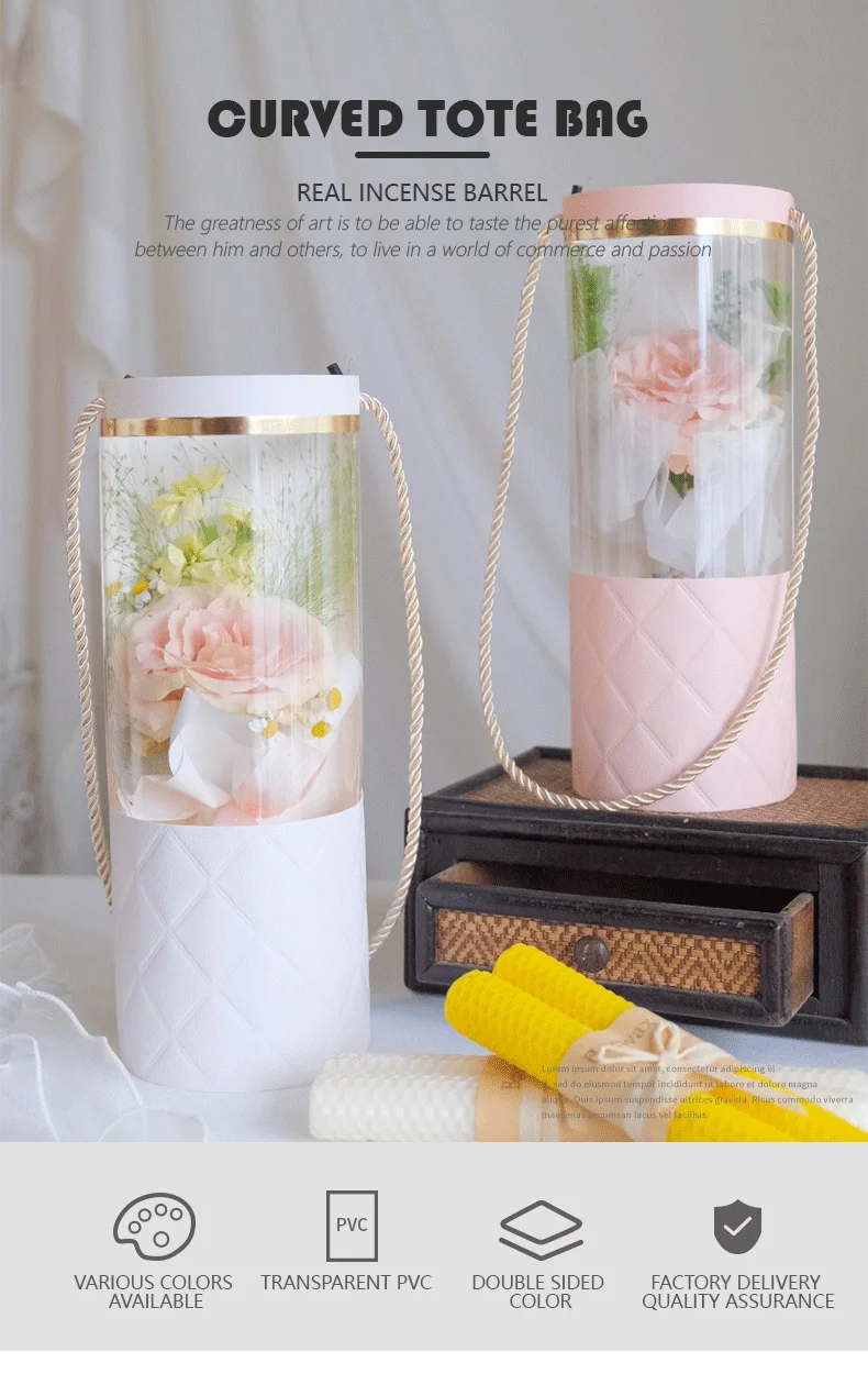 JAYWOOD Flower Luxury Pink Bucket Gift Dried Flower Portable Plastic ...