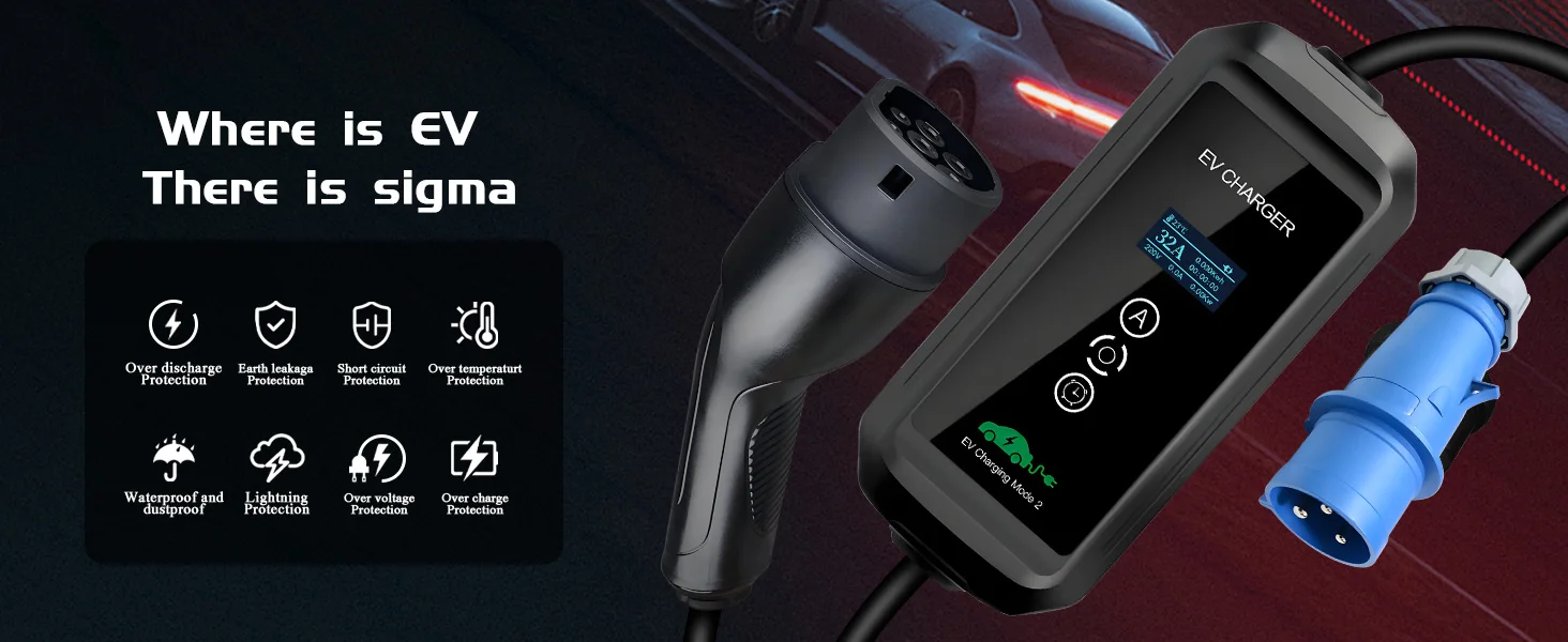 Mobile EV Charger Wallbox 32A Fast Type1 Type 2 CEE 3 Pins for Electric ...