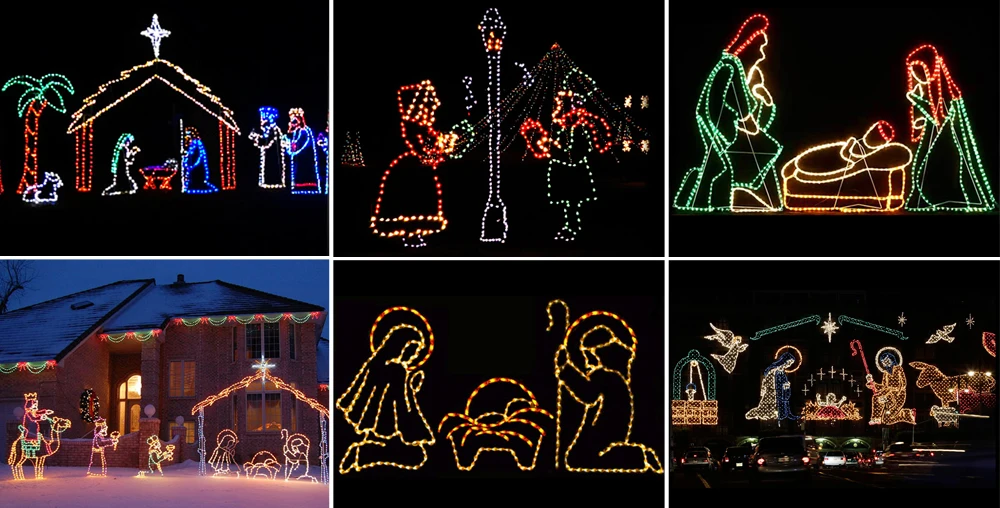 Outdoor Christmas Decoration 2d Led Jesus Nativity Scene Motif Window ...
