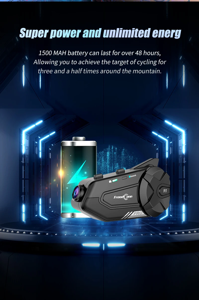 FreedConn R1-PRO Waterproof Helmet Intercom with 2K Video Recorder ...