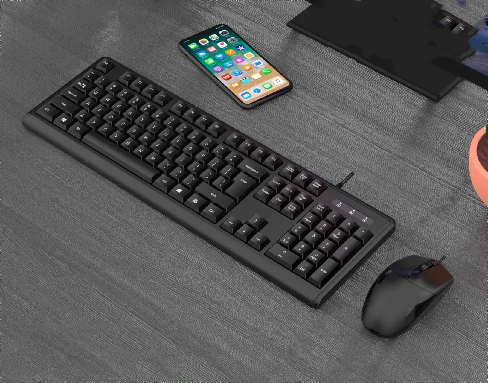 Factory Price Wired Keyboard And Mouse Set Full Size For Office - Buy ...