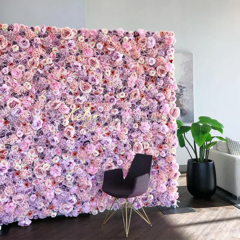 Ke-wa016 Wholesale Artificial Pink Flower Wall Backdrop 8ft X 8ft Roll ...