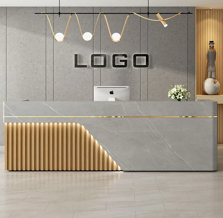 Luxury White Front Desk Counter - Ideal for Hotel Reception