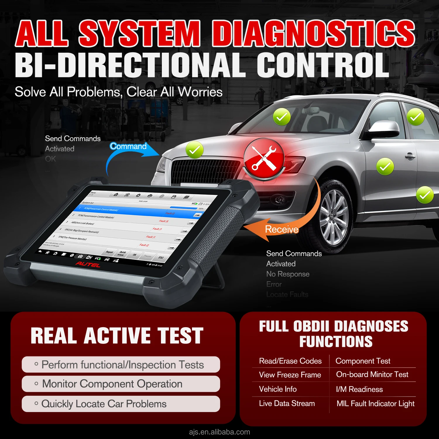 Autel Maxicom Mk908 Ii Vehicle Obd2 Scanner Machine Professional Full ...