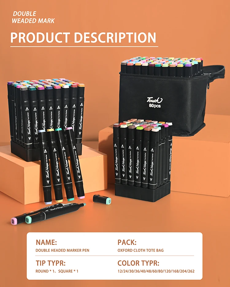 24~262 Colored Double Head Alcohol Marker Pen Set Dual Tip Brush ...