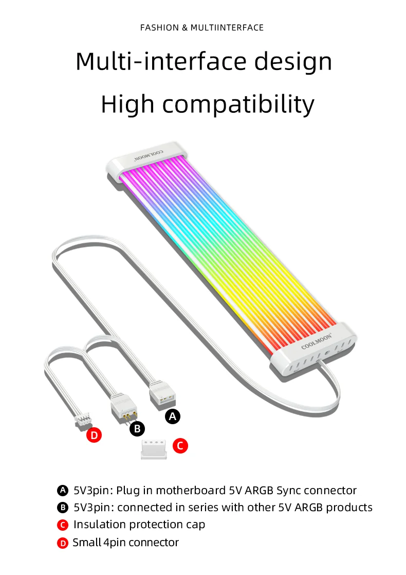 Brand New COOLMOON C260 ARGB Sync Pc Cable Extensions Gaming Pc ...