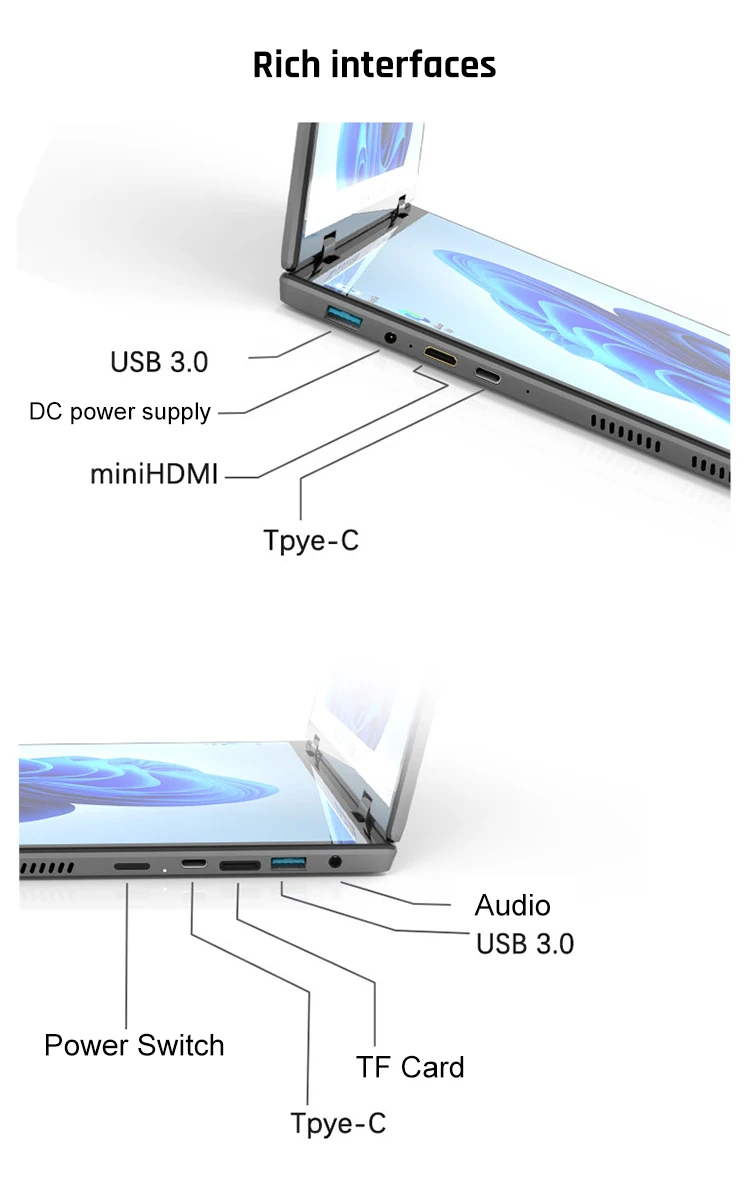 OEM Cheap 2-in-1 Dual Screen 14''+14'' Laptop Touch 2 1 Notebook for ...