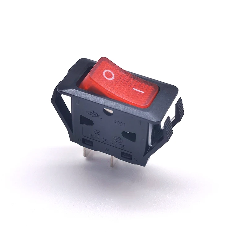 Rocker Switch 16a 250vac 28x13.4mm Black Housing Red Head No ...