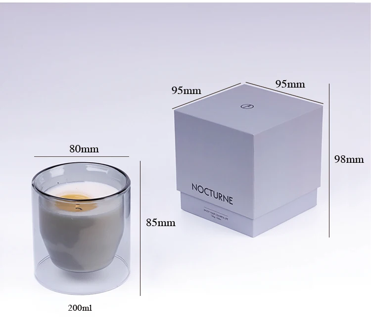 Luxury 8oz Double Layer Borosilicate Glass Candle Jar Heat Resistant ...