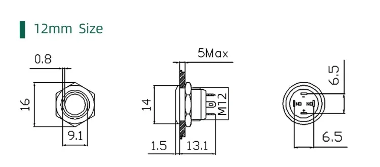 Stainless Steel Push Button Switch with IP65 Protection