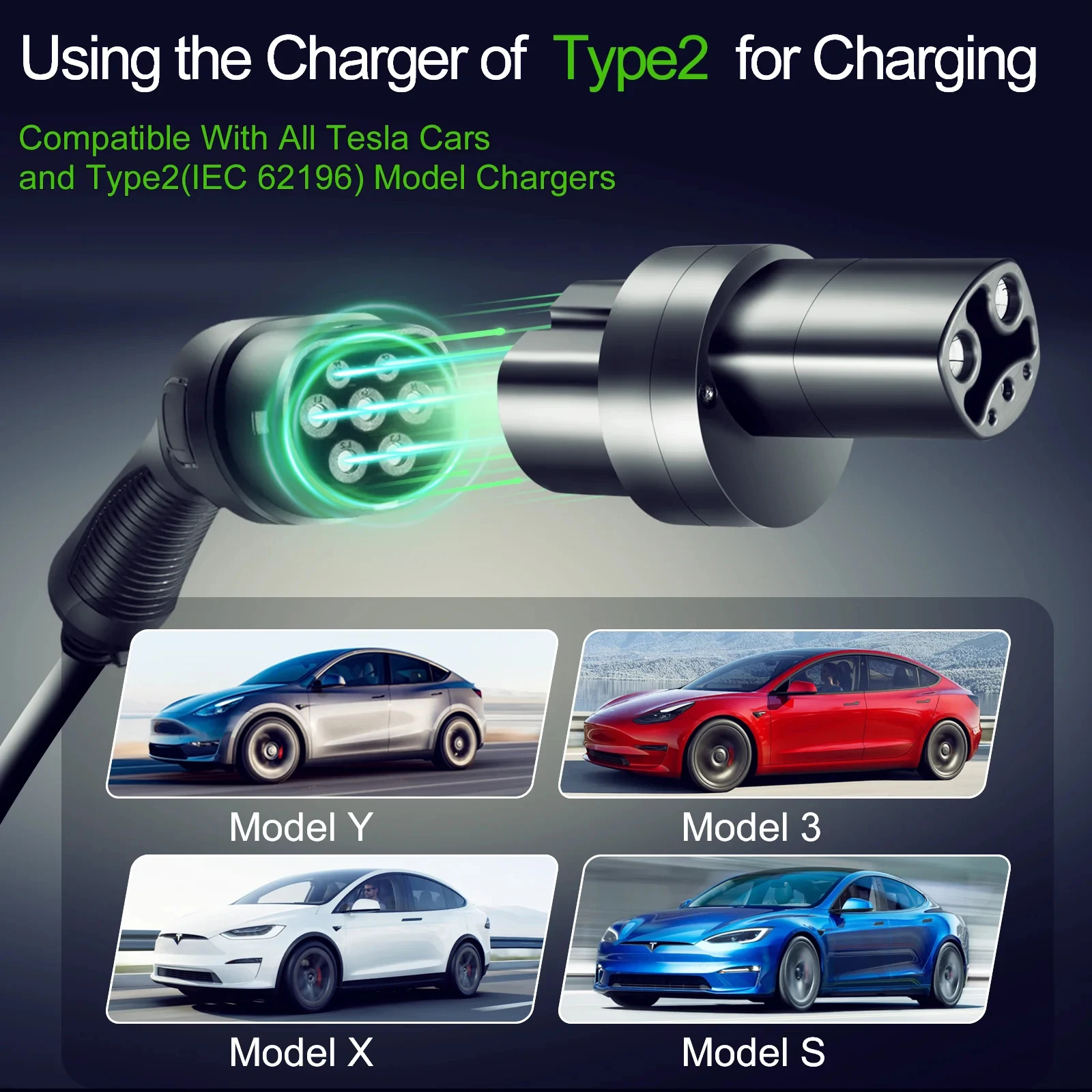 Electric Vehicle Connector Tesla Ev Charging Connector Plug Type 2 Ac ...