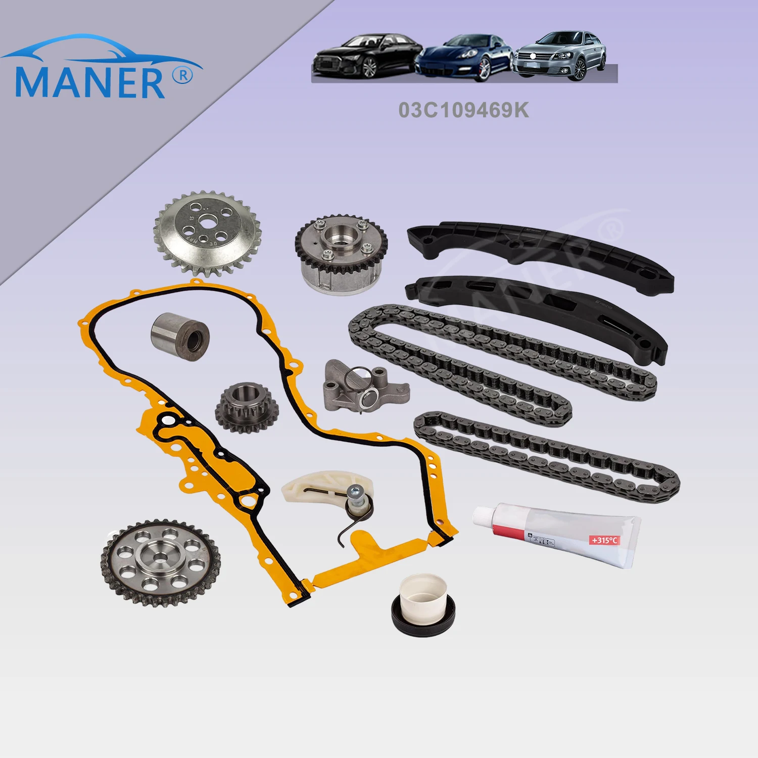 Maner 03c109469k 03c109469l Timing Chain Kit Guide Rail Engine Timing ...