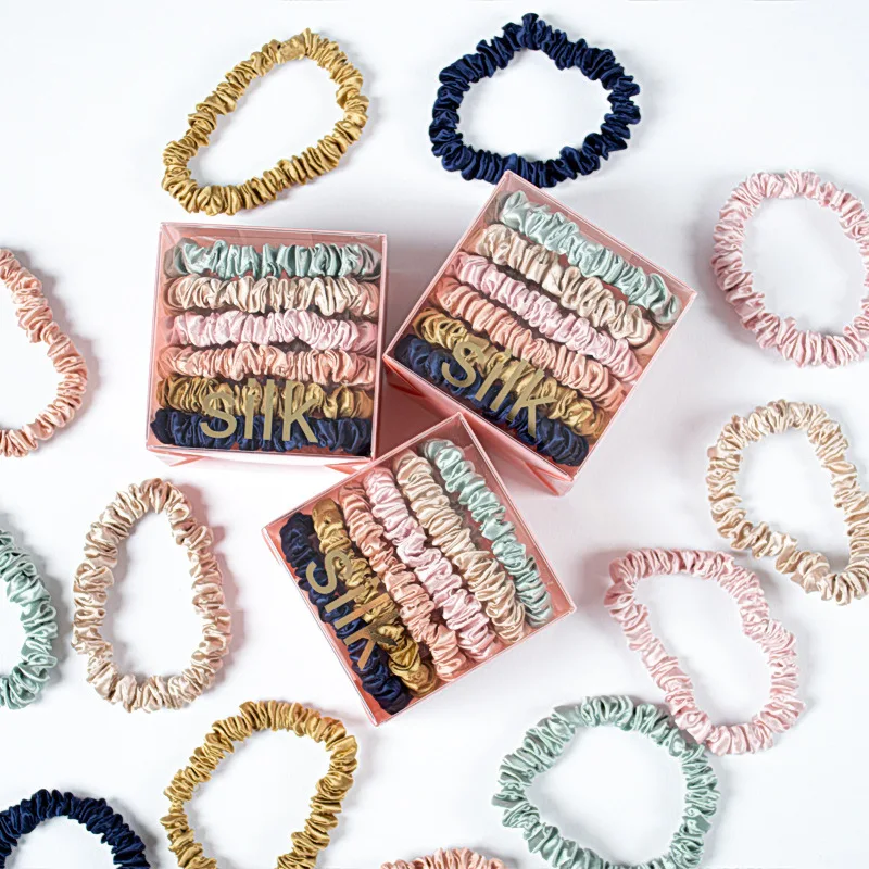 100% Pure Silk Scrunchie Bulk Hair Accessories Custom Logo Label With ...