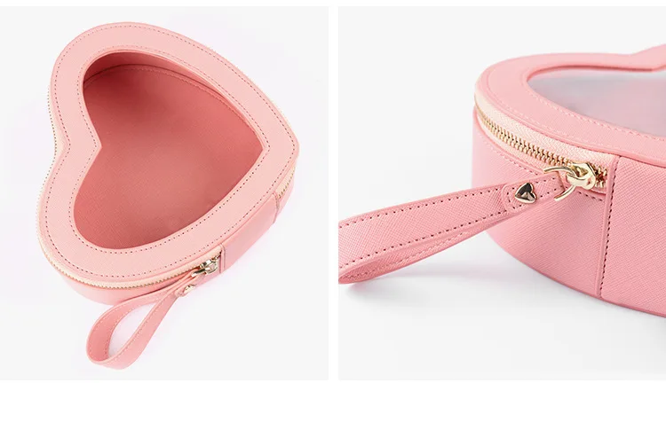 Custom Love Heart Shaped Cosmetic Bags for Valentine's Day