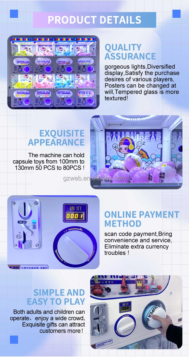 WANGERBAO Commercial Metallic Coin Pusher Gachapon Machine Capsule Toy ...