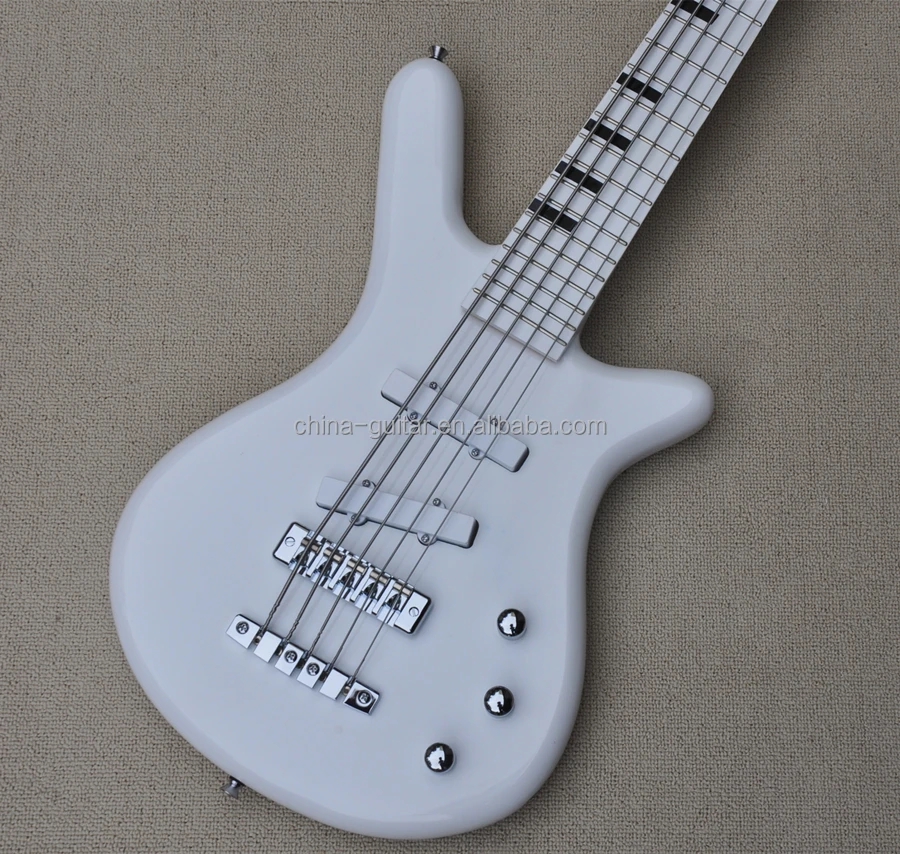 Huiyuan Pure White 5 Strings Bass Guitar With With 26 Frets,5 String ...