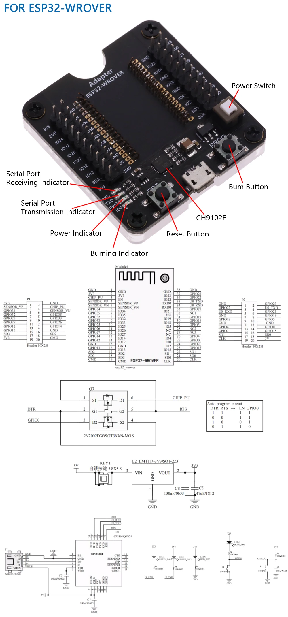 Esp8266 Esp32 Esp-wroom-32 Esp32-wrover Development Board Test Burning ...