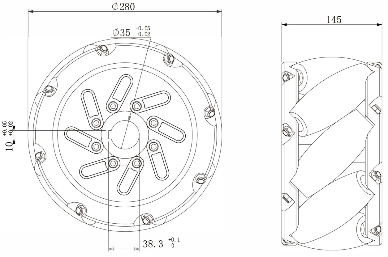 Customizable Mecanum Wheel 200kg 375kg 625kg 750 Kg Load Capacity ...