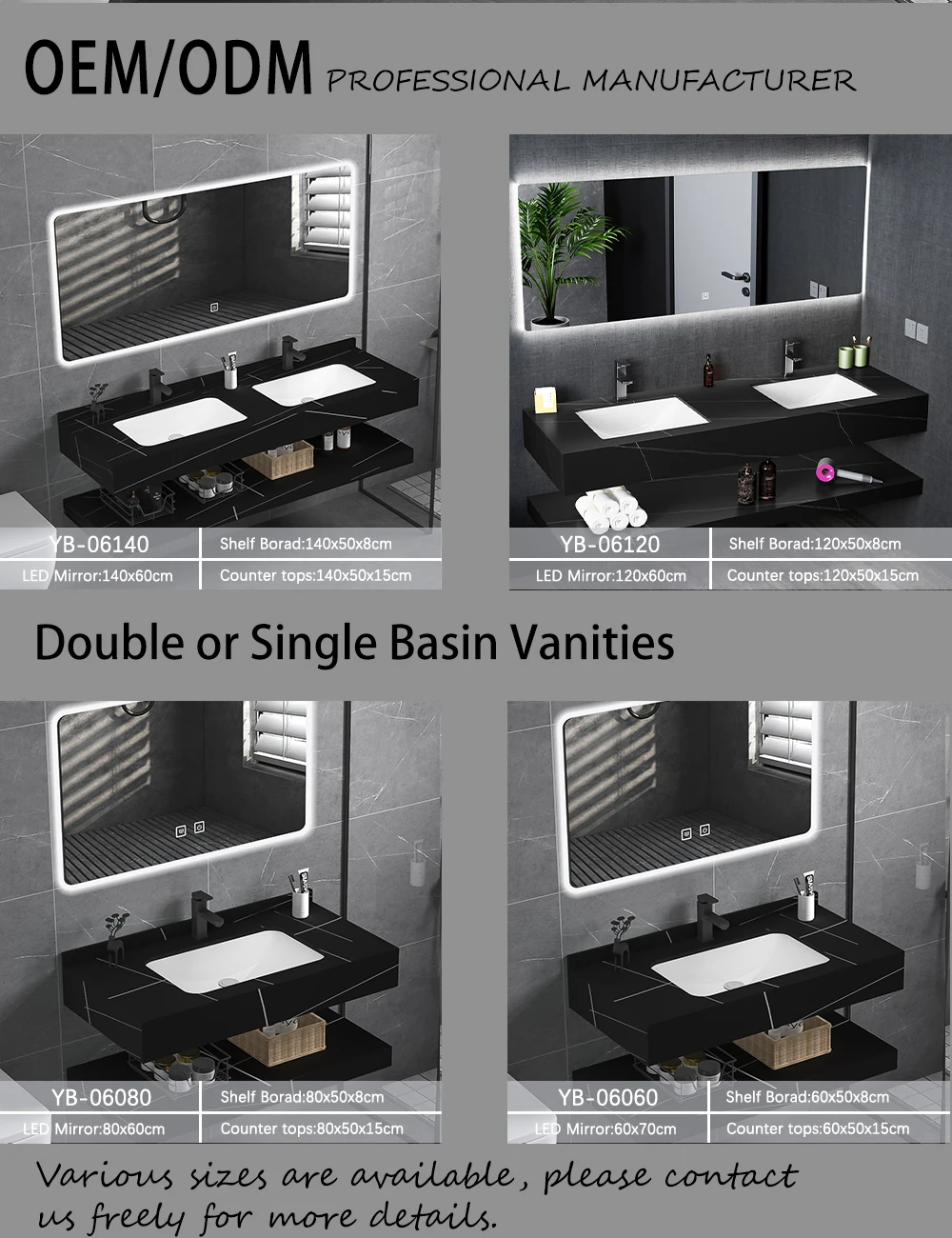 YIDA Modern Luxury Wall Hung Bathroom Vanities, Custom Sintered Stone ...