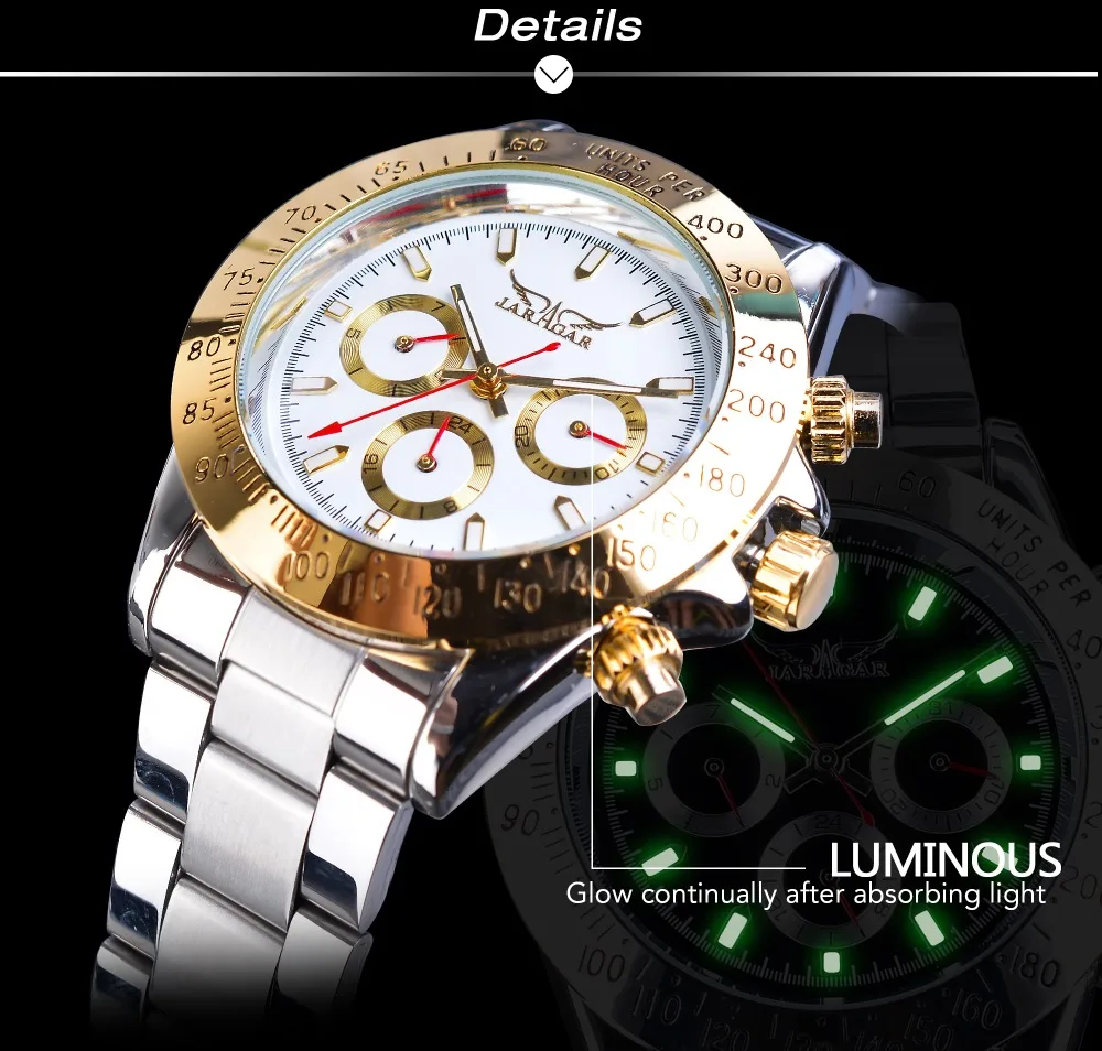 JARAGAR Mechanical Watch - Luxury Stainless Steel Man's Watch