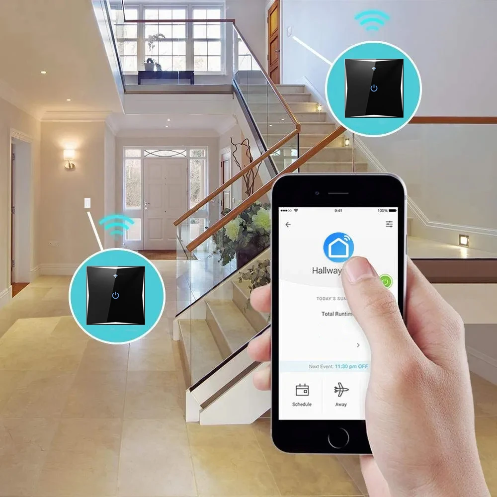 Eu Uk 1 Gang 3 Way Dual Control Smart Tuya Wifi Wall Touch Light Switch ...