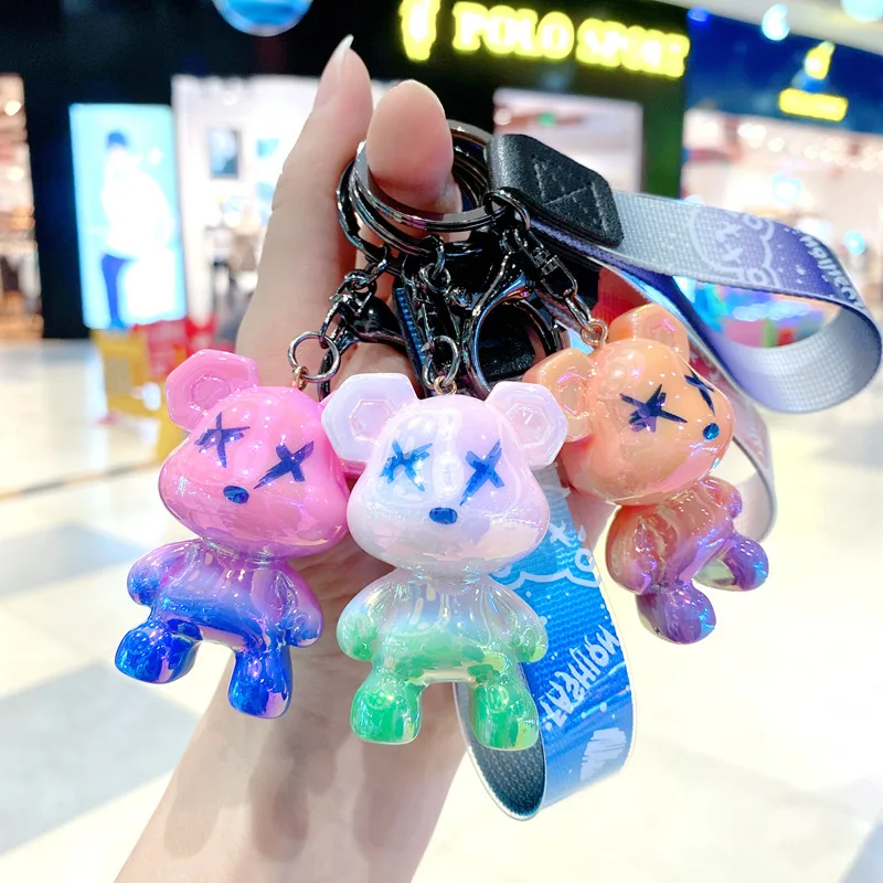 Webbing Wriststrap Starry Sky Gradient Color Violent Bear Keychain ...