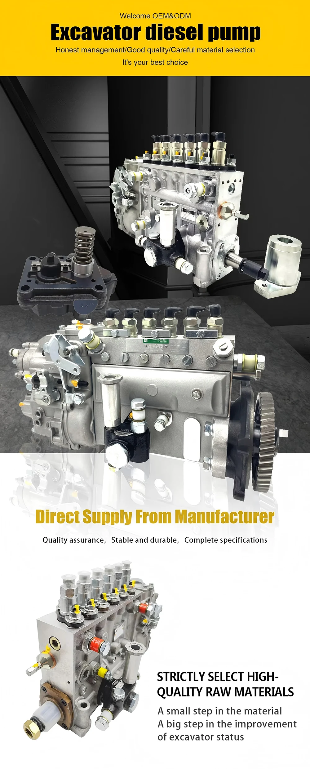 Excavator Parts Diesel Fuel Pump 0445010692 0445010676 0445010677 ...