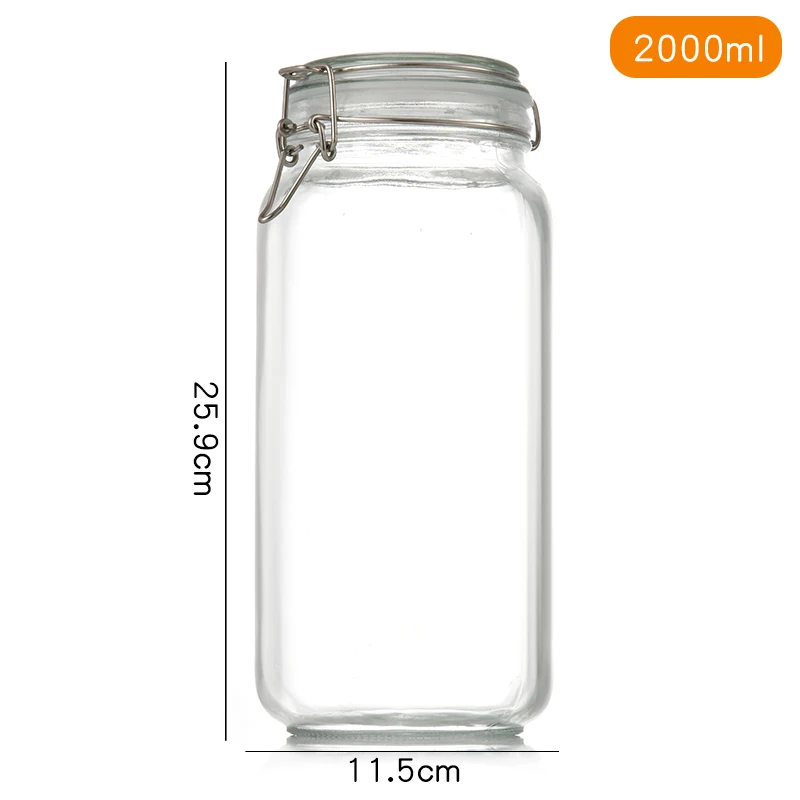Kitchen 3000ml 2000ml Big Size Glass Food Storage Jar With Airtight Lid ...