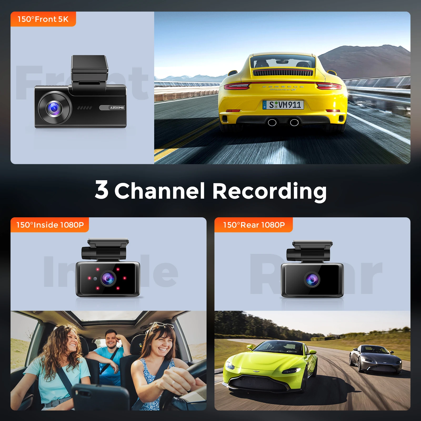 AZDOME 5K Dash Cam M580 - Dual Band Wifi Car Black Box